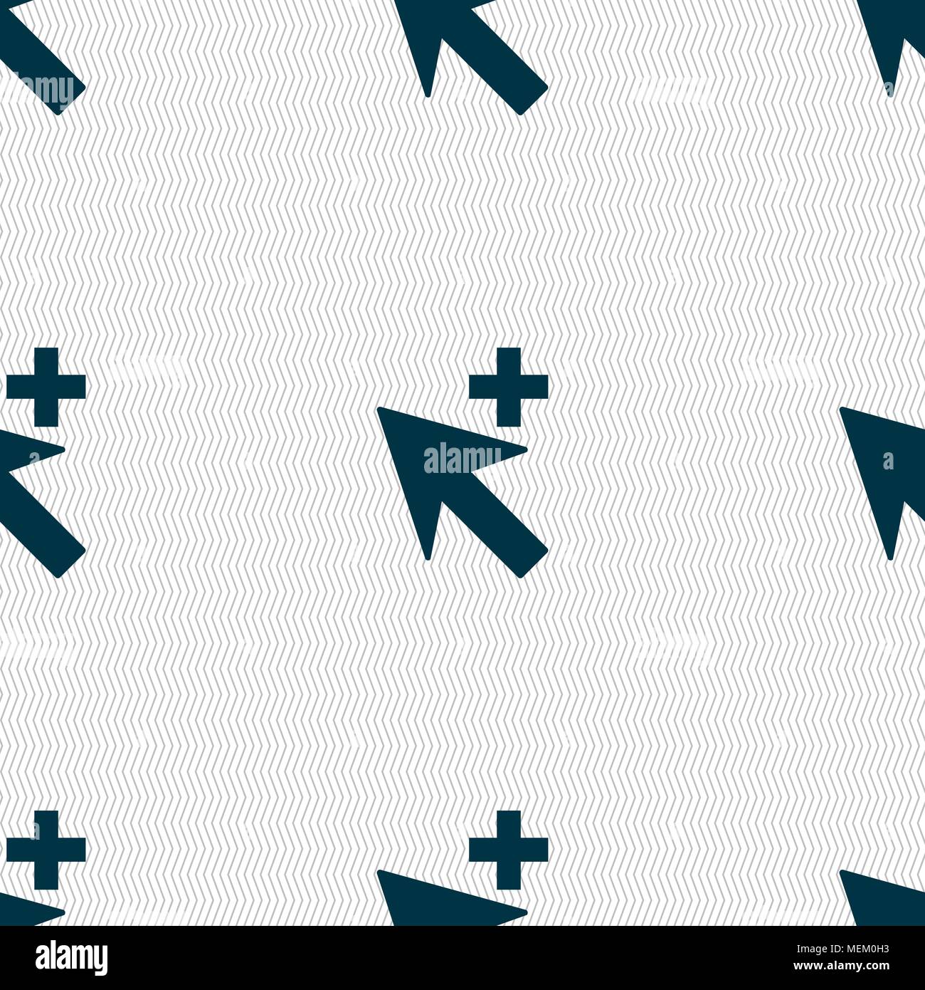 Cursor, arrow plus, add icon sign. Seamless abstract background with ...