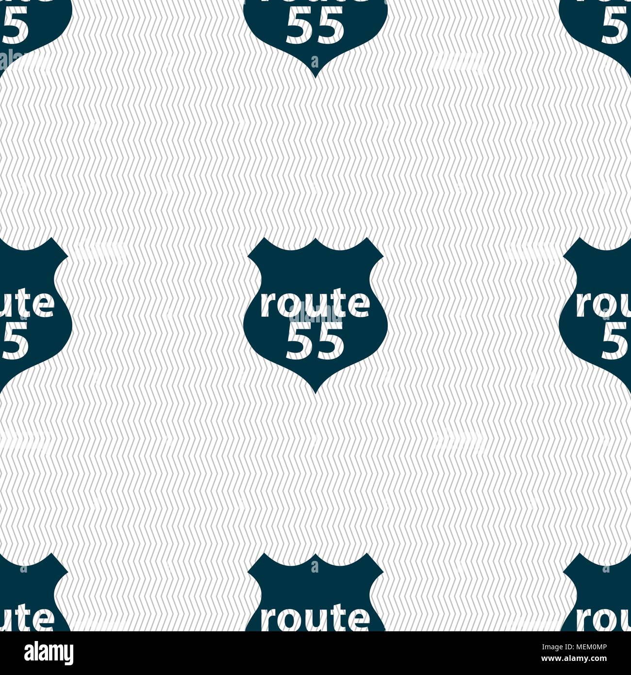Route 55 highway icon sign. Seamless abstract background with geometric ...