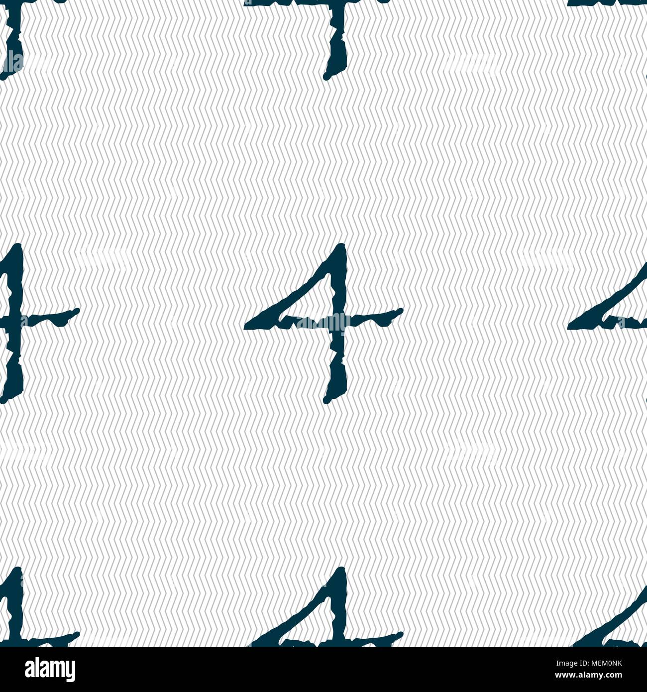 number four icon sign. Seamless abstract background with geometric ...