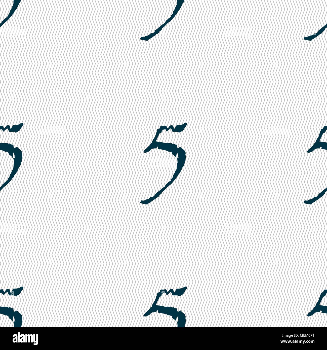 number five icon sign. Seamless abstract background with geometric ...