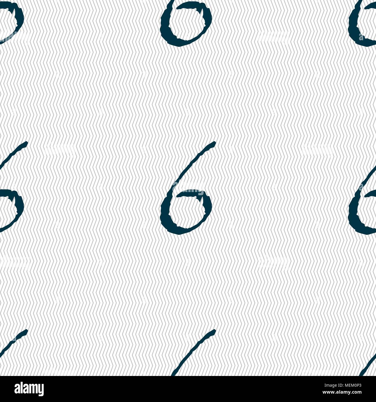 number six icon sign. Seamless abstract background with geometric ...