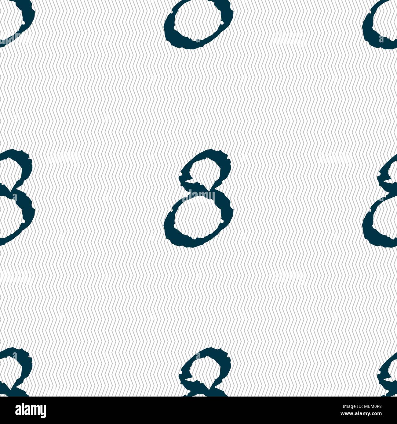 number Eight icon sign. Seamless abstract background with geometric ...