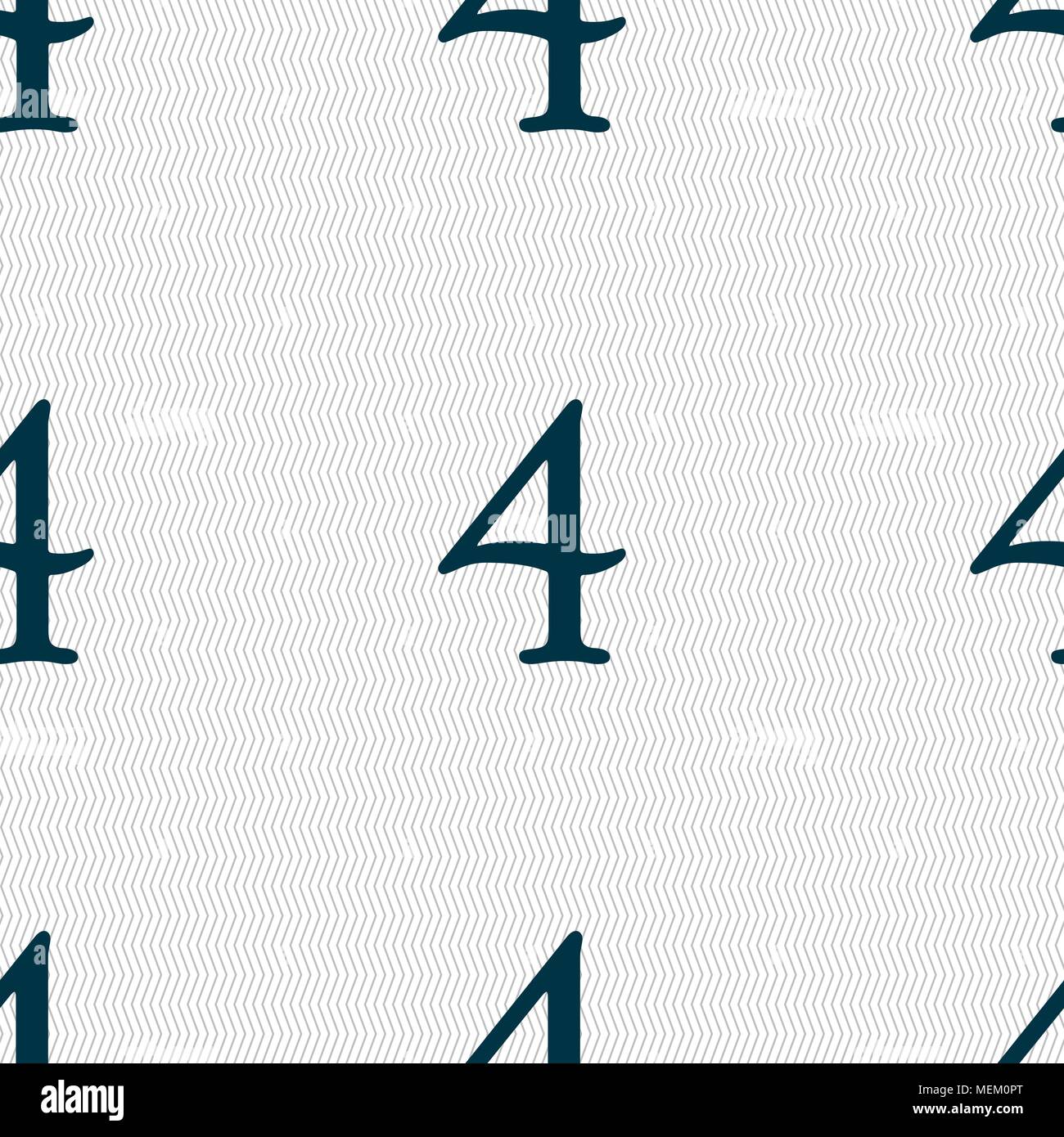 number four icon sign. Seamless abstract background with geometric ...