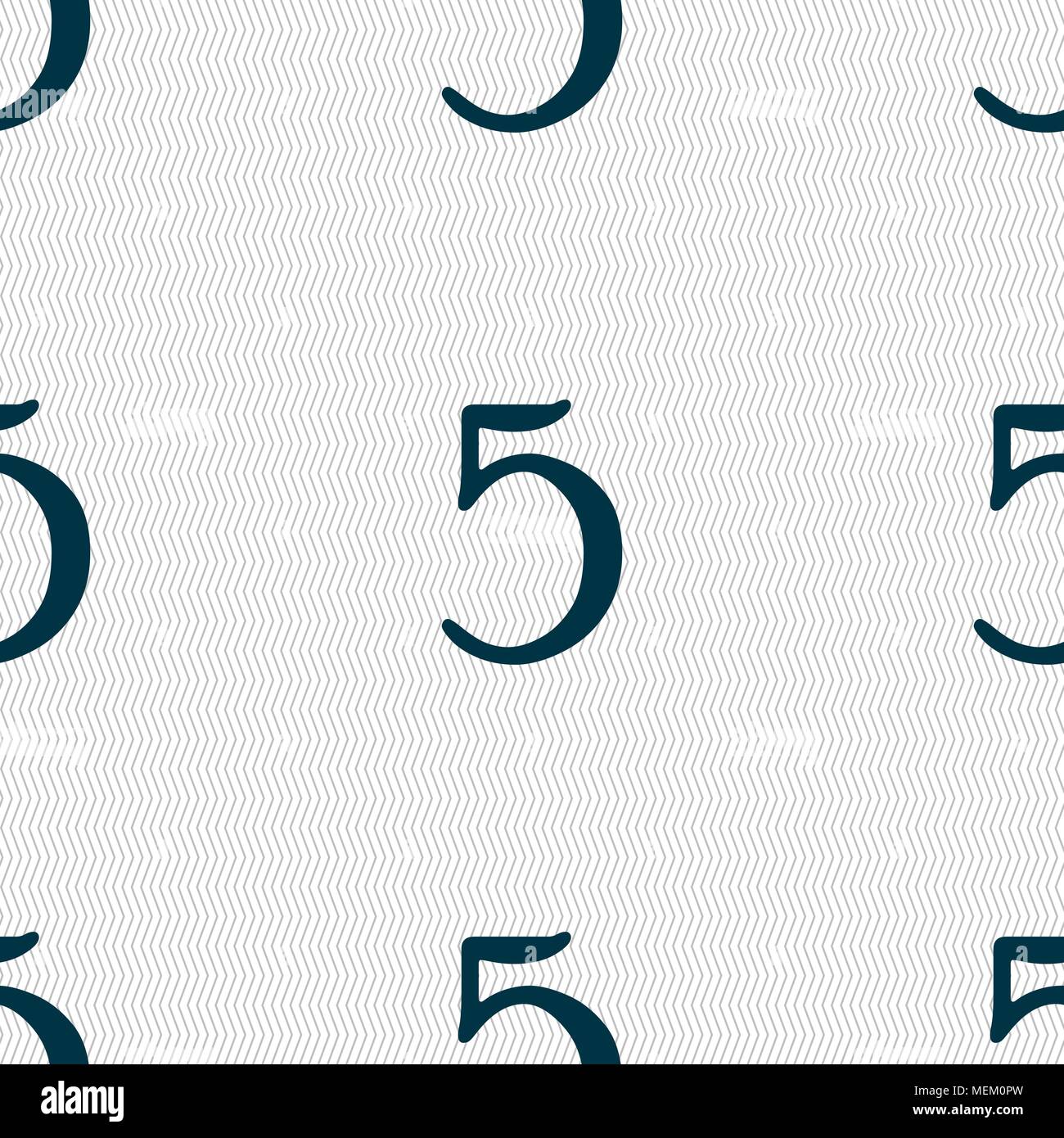 number five icon sign. Seamless abstract background with geometric ...