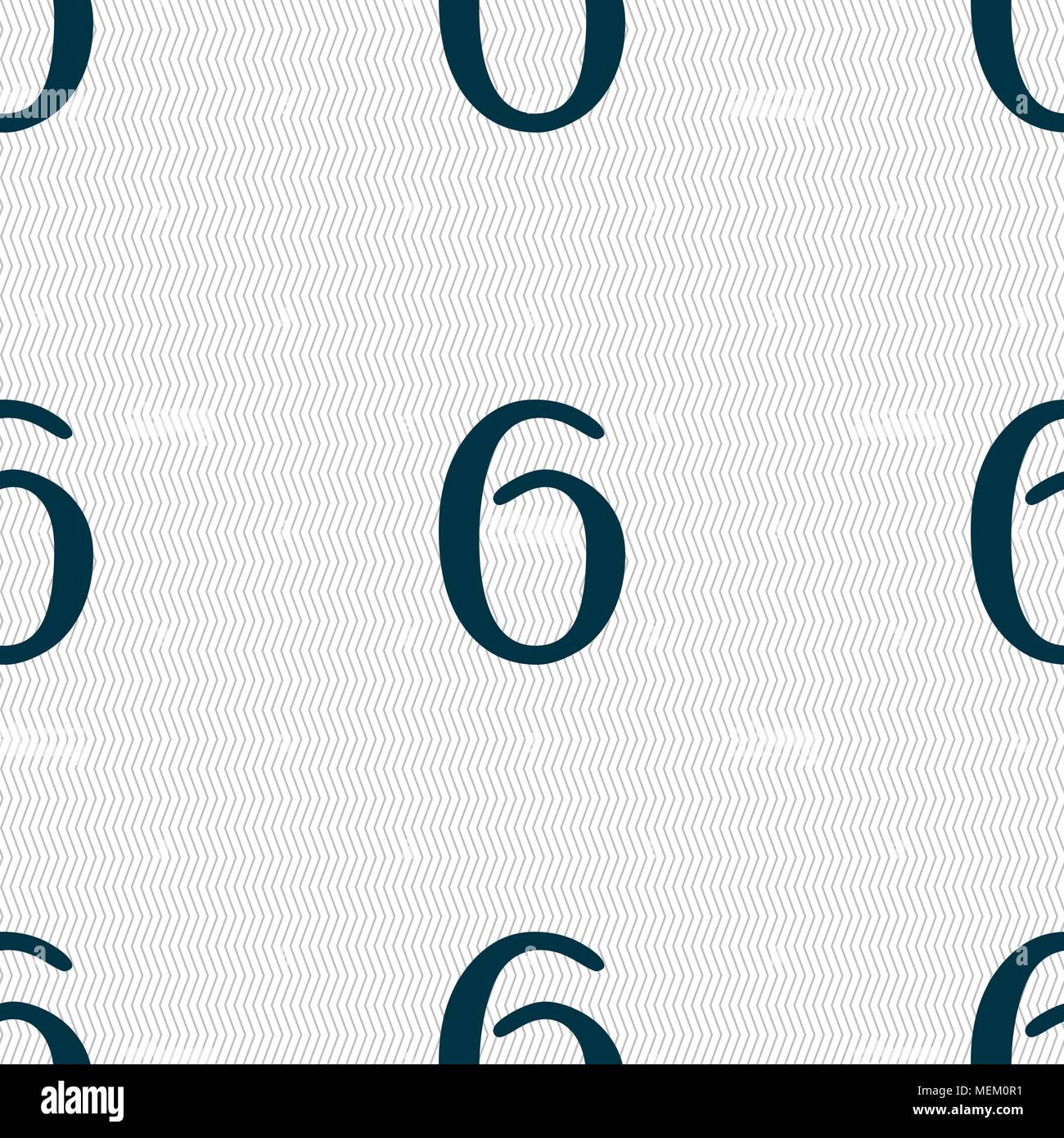number six icon sign. Seamless abstract background with geometric ...