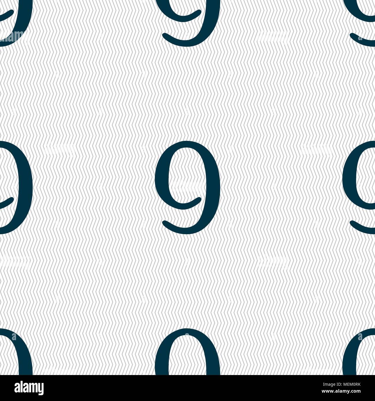 number Nine icon sign. Seamless abstract background with geometric ...