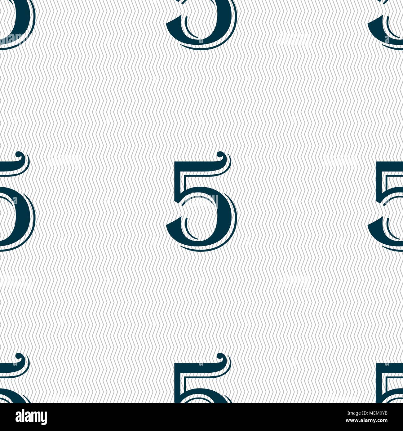 number five icon sign. Seamless abstract background with geometric ...