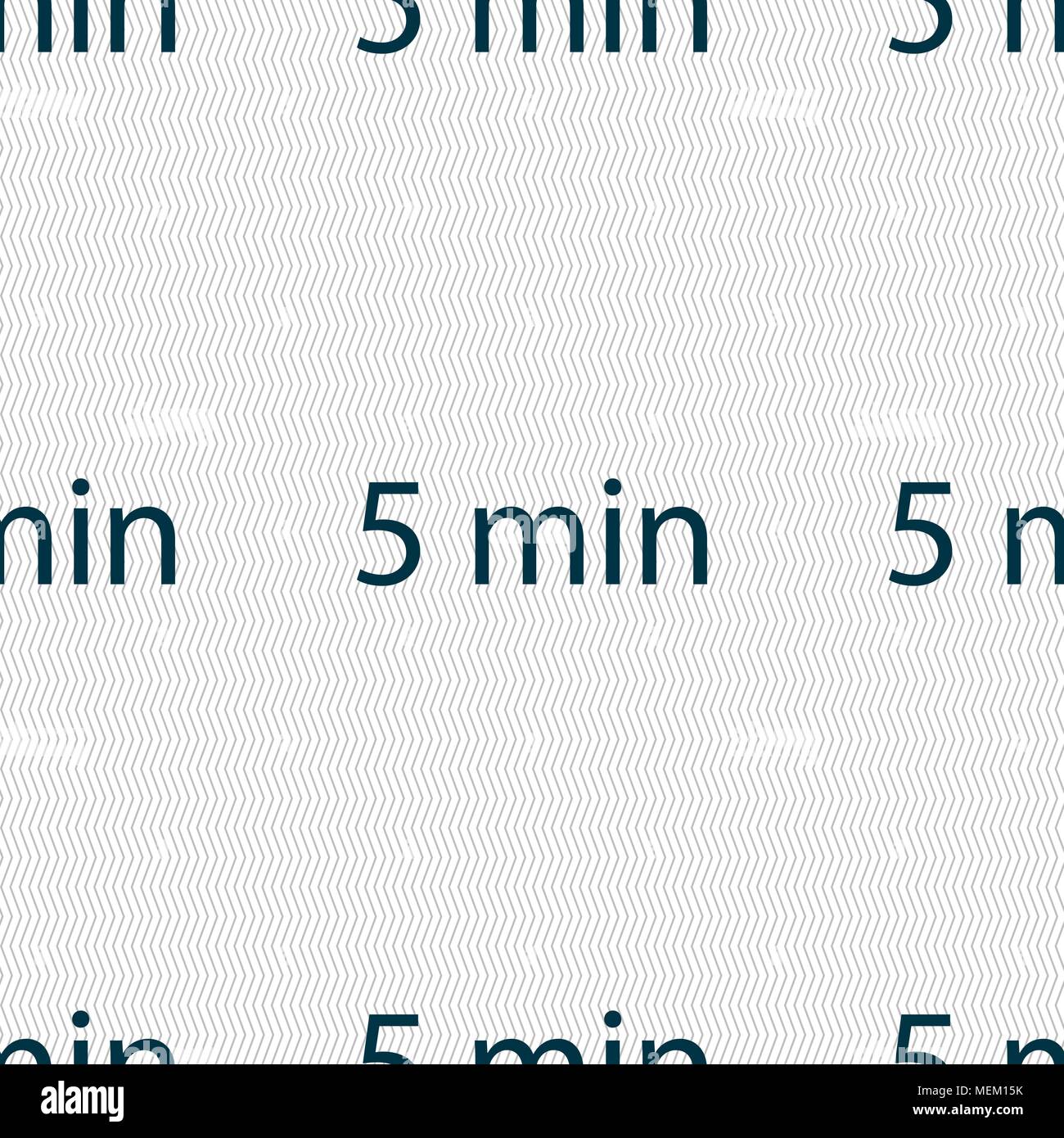 5 minutes sign icon. Seamless abstract background with geometric shapes ...