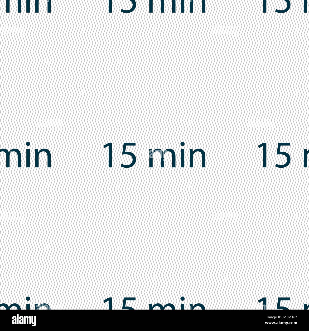 15 minutes sign icon. Seamless abstract background with geometric ...