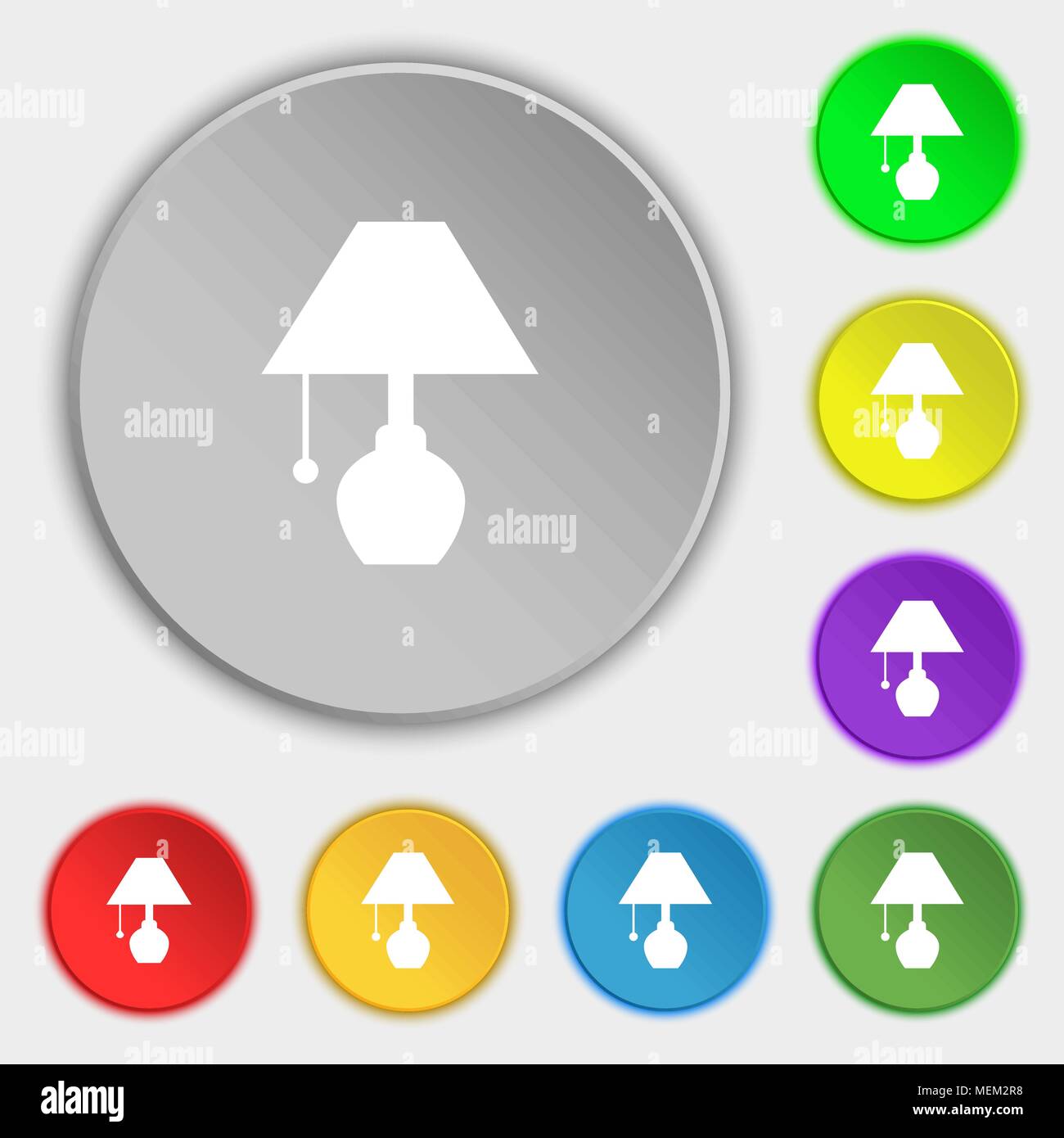 table lamp icon sign. Symbol on eight flat buttons. Vector illustration ...