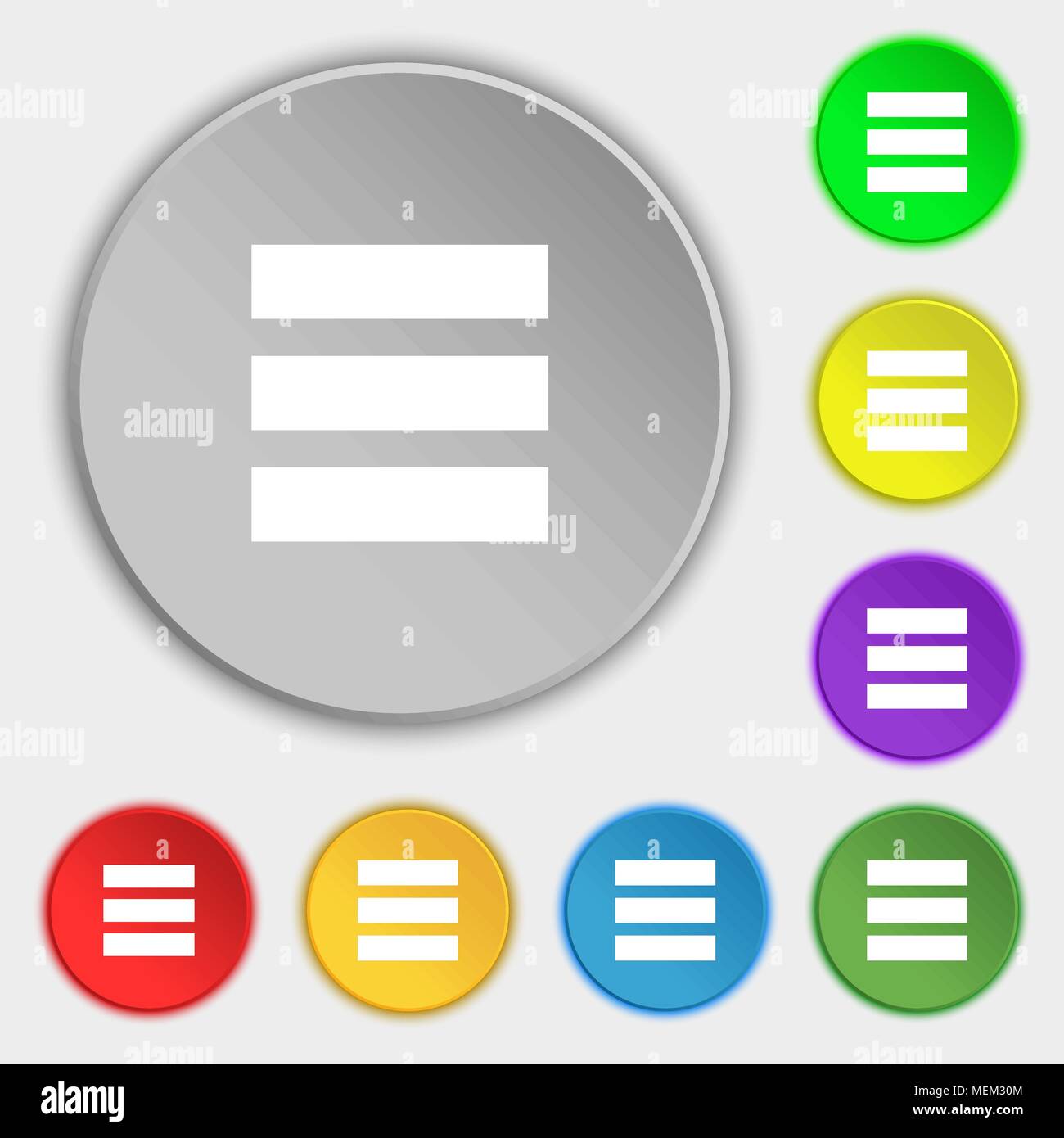 List menu, app icon sign. Symbol on eight flat buttons. Vector ...