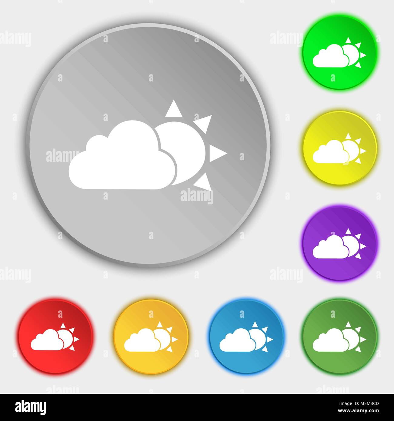 weather icon sign. Symbol on eight flat buttons. Vector illustration ...