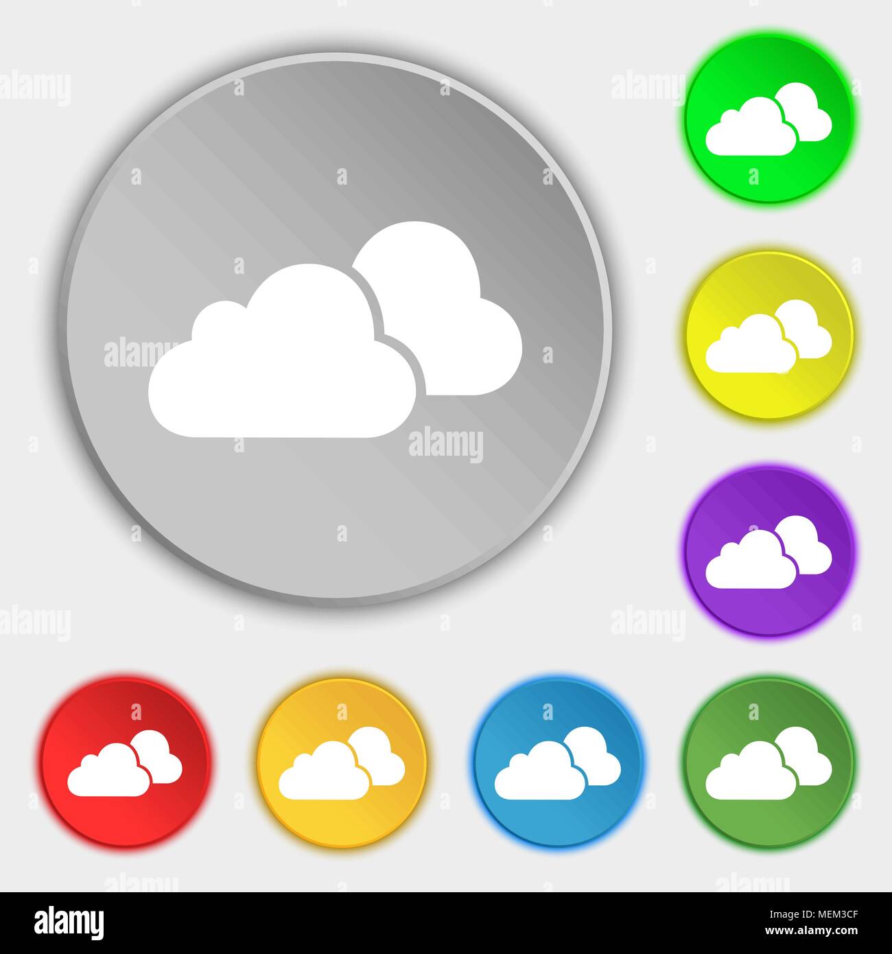 clouds icon sign. Symbol on eight flat buttons. Vector illustration ...
