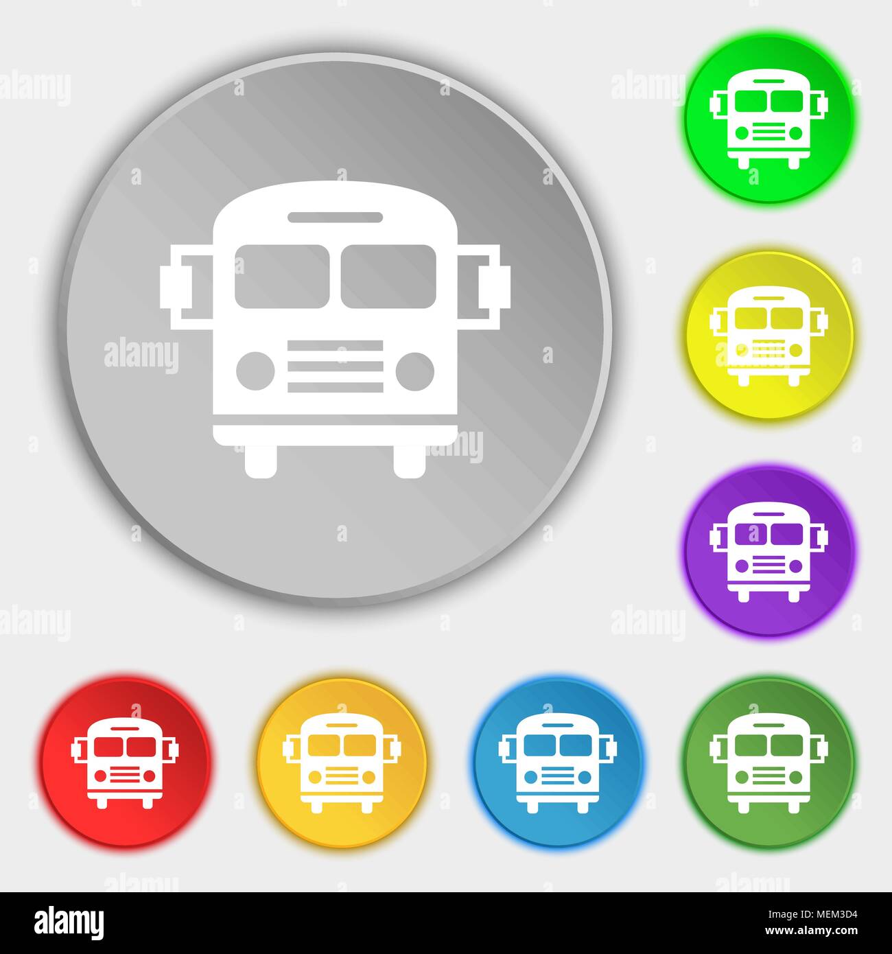 Bus icon sign. Symbol on eight flat buttons. Vector illustration Stock ...