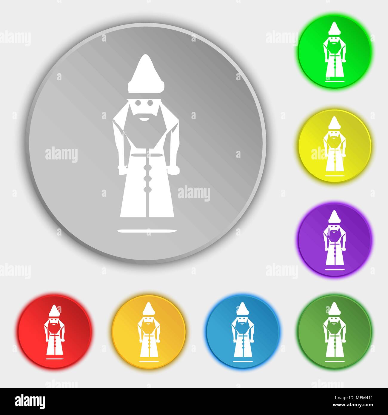 Santa Claus icon sign. Symbol on eight flat buttons. Vector ...