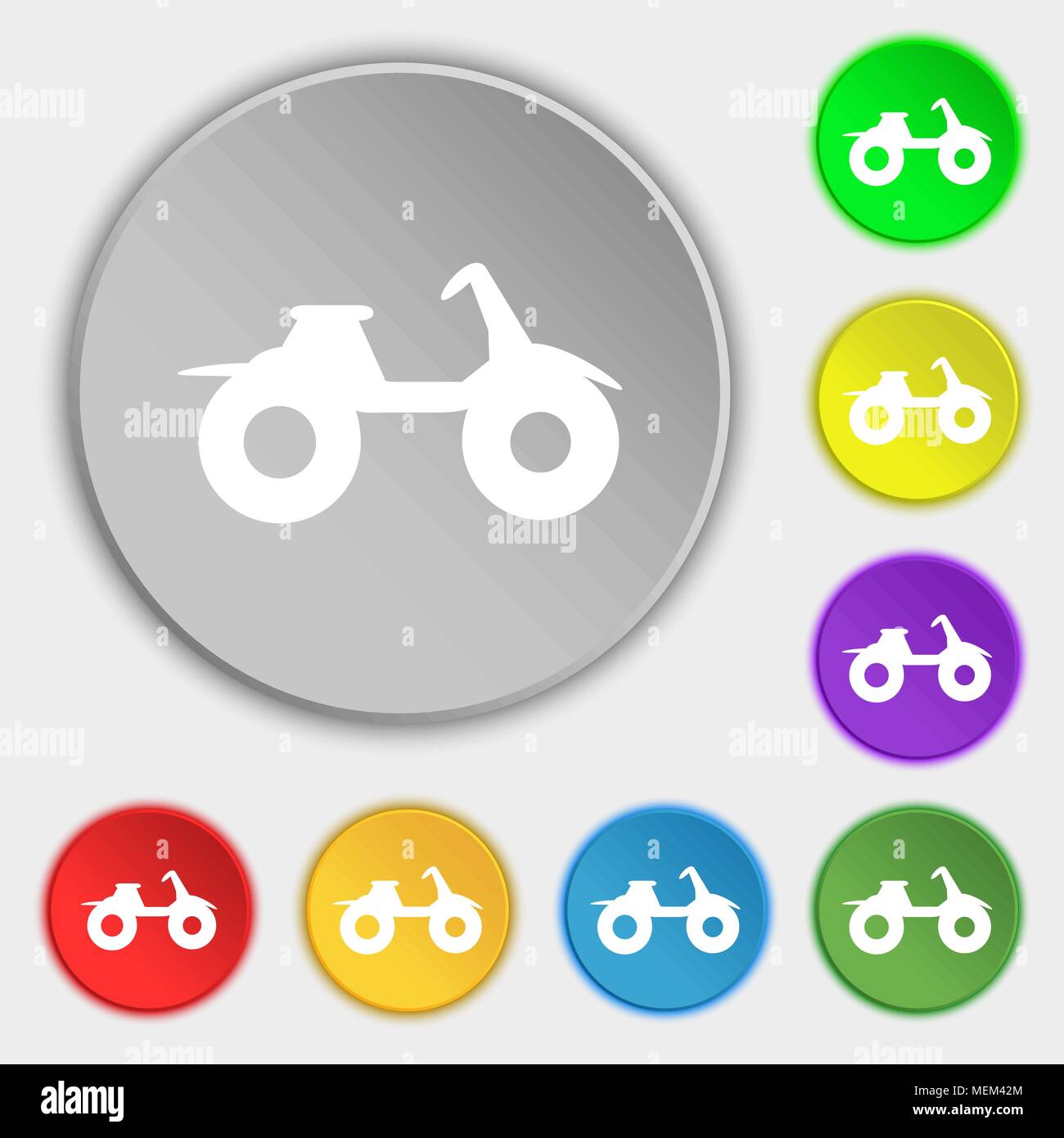 ATV icon sign. Symbol on eight flat buttons. Vector illustration Stock ...