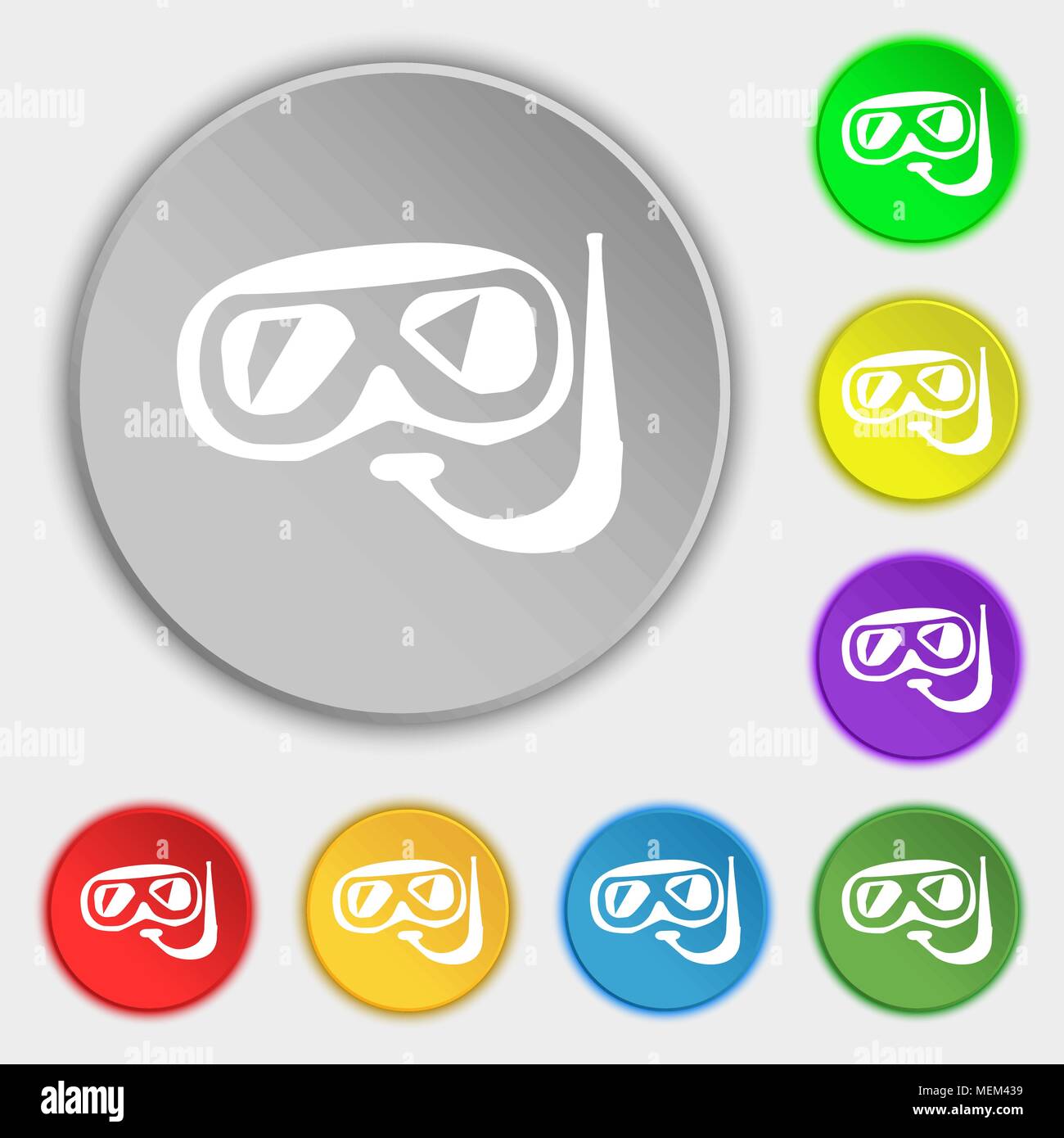Diving icon sign. Symbol on eight flat buttons. Vector illustration ...