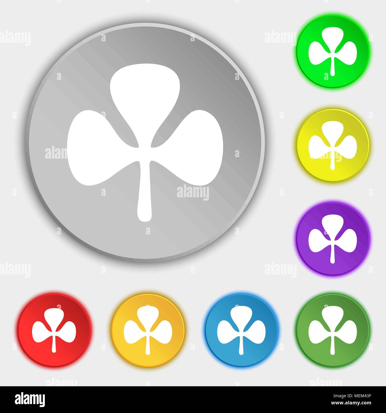 Clover icon sign. Symbol on eight flat buttons. Vector illustration ...