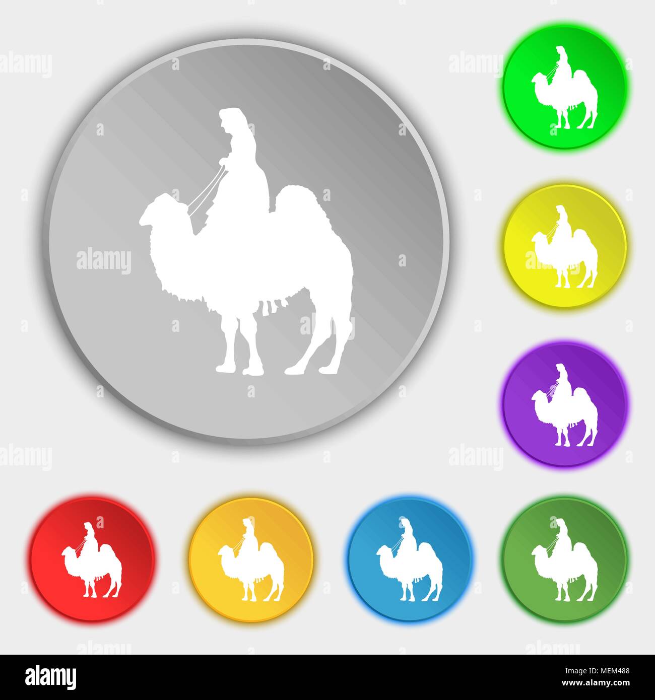 Camel icon sign. Symbol on eight flat buttons. Vector illustration ...