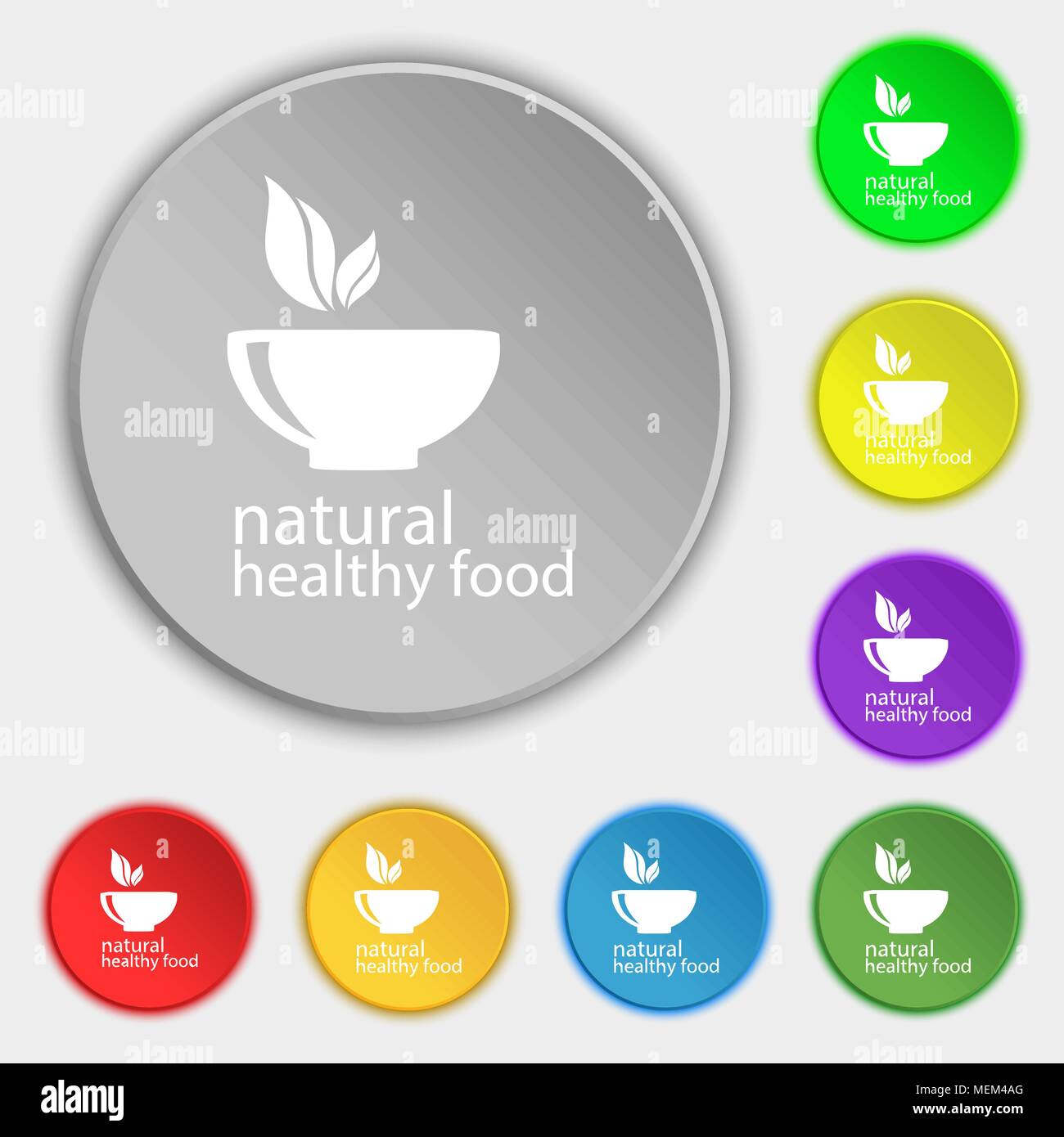 healthy food concept icon sign. Symbol on eight flat buttons. Vector ...