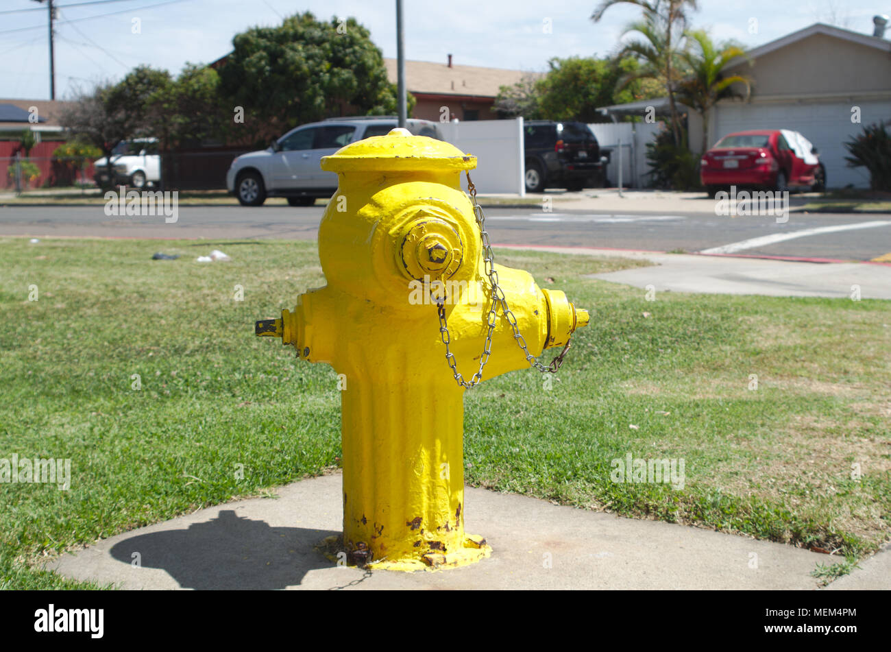 Fire hydrant along a suburban street Stock Photo - Alamy
