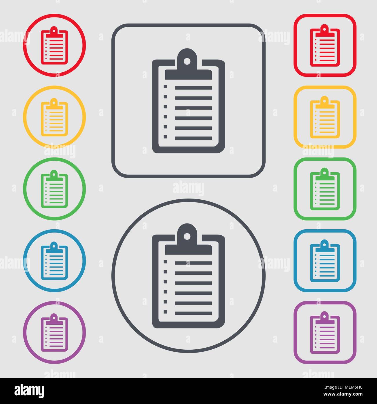 notebook icon sign. symbol on the Round and square buttons with frame ...