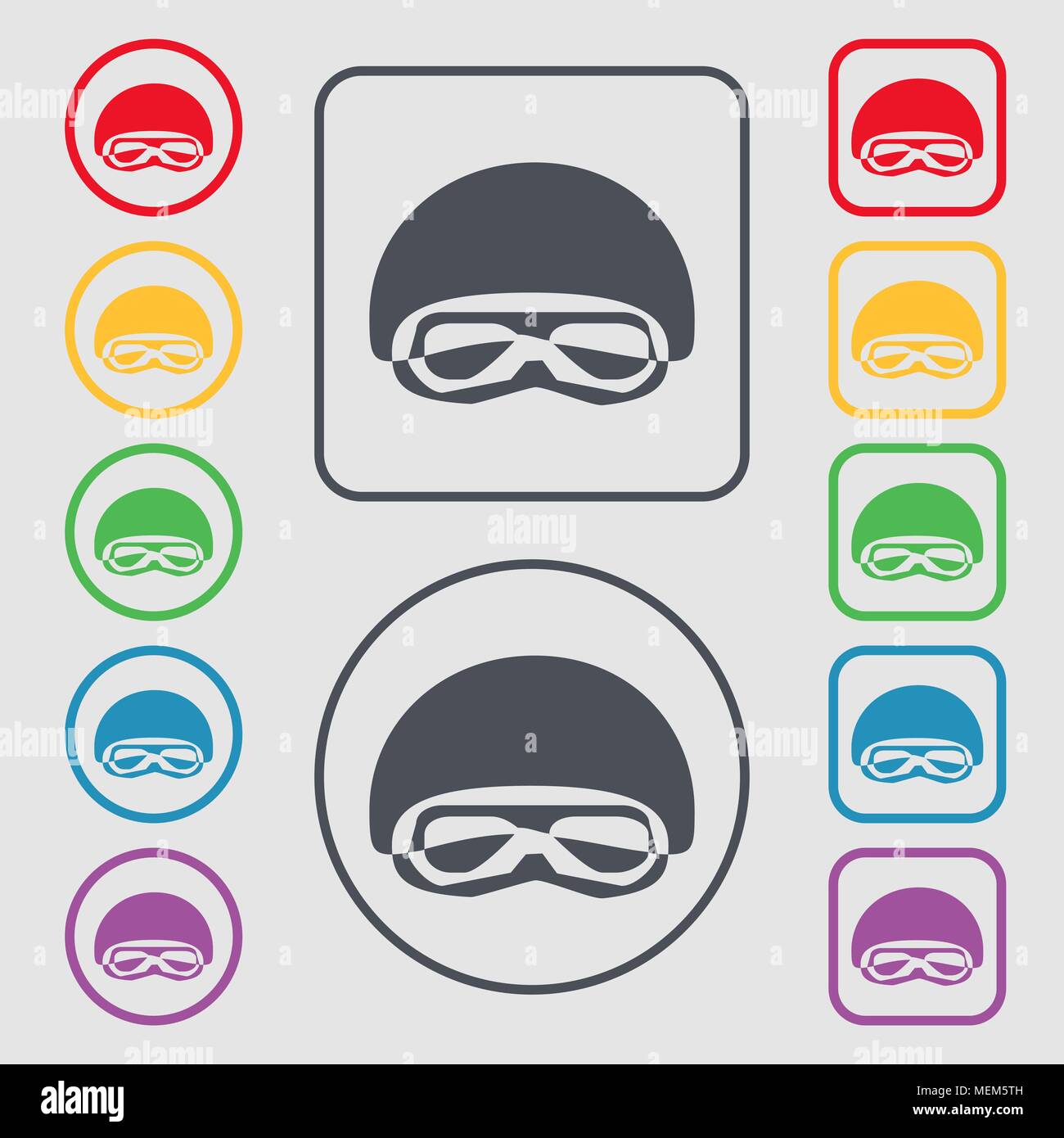 In a ski masks, snowboard ski goggles, diving mask icon sign. symbol on ...