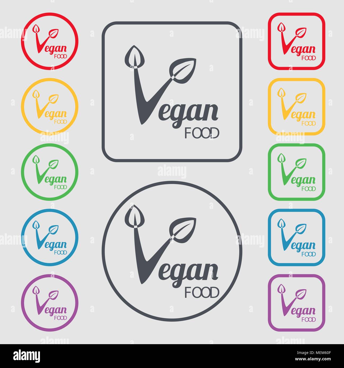 Vegan food graphic design icon sign. symbol on the Round and square ...