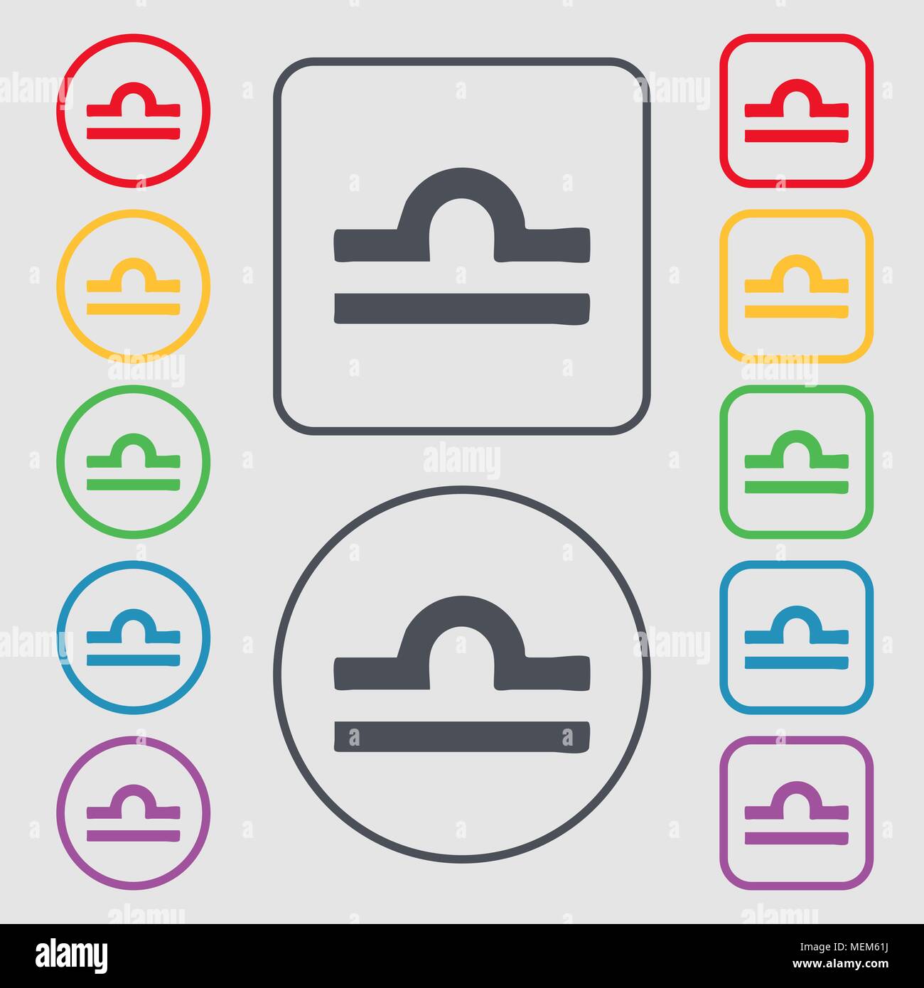 Decorative Zodiac Libra icon sign. symbol on the Round and square ...