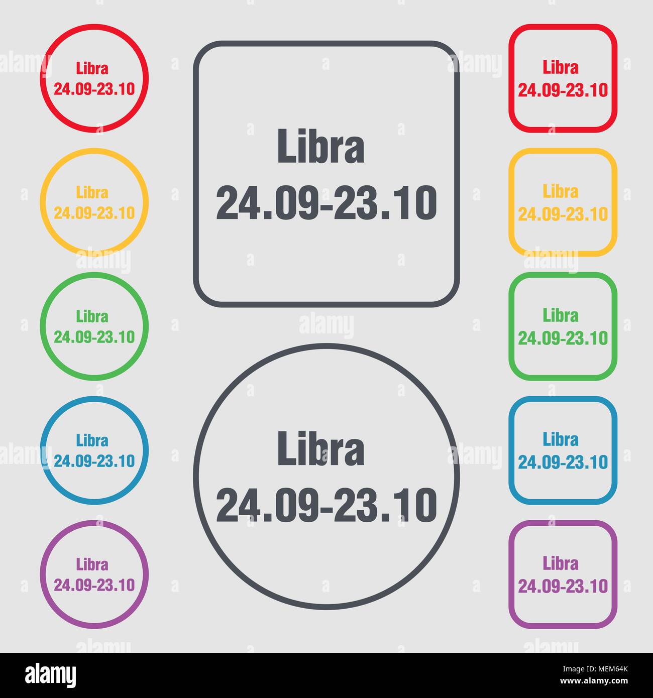 Decorative Zodiac Libra icon sign. symbol on the Round and square ...