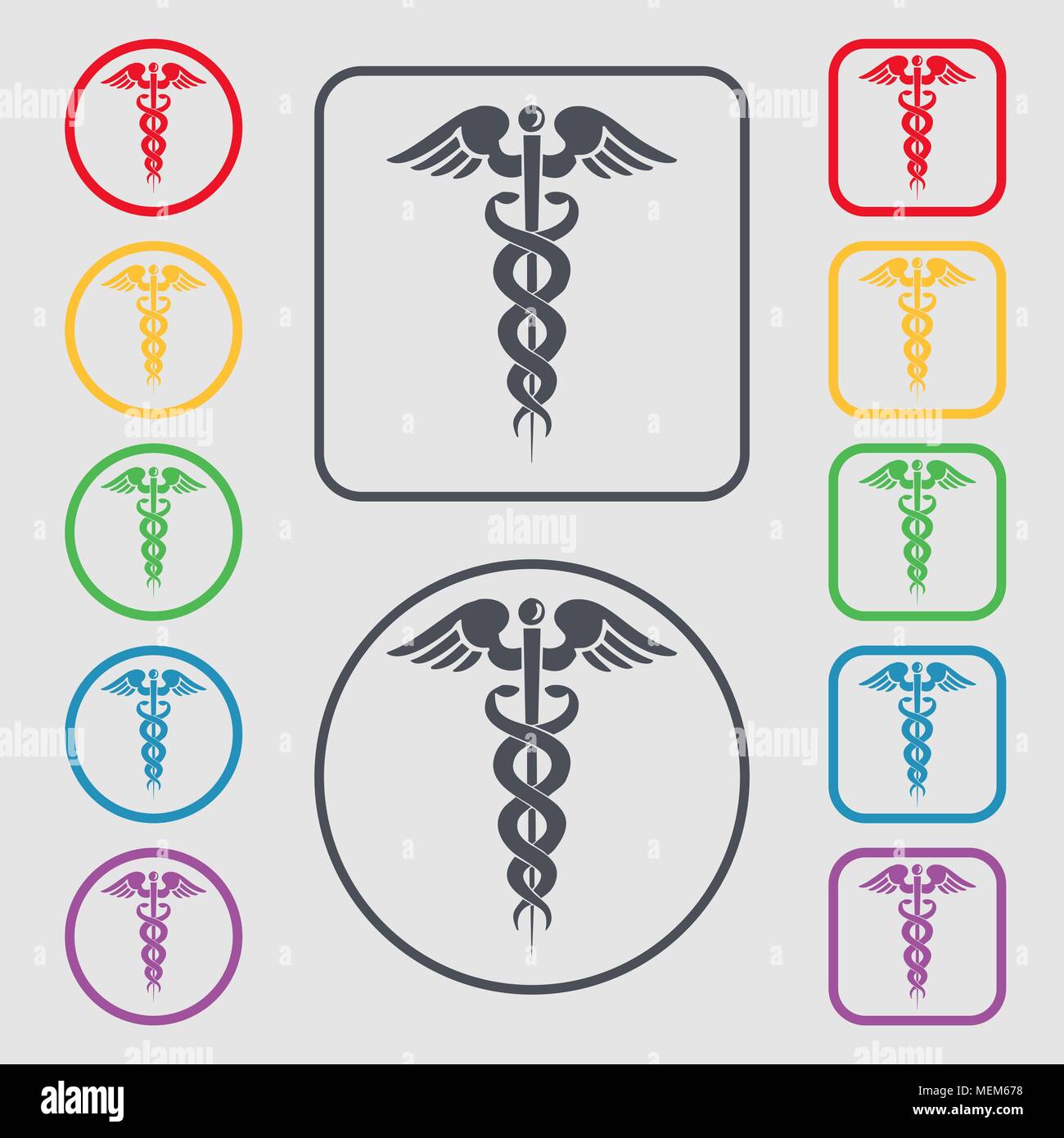 medicine icon sign. symbol on the Round and square buttons with frame ...