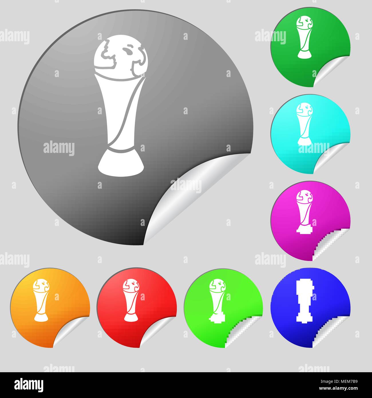 World cup icon sign. Set of eight multi colored round buttons, stickers ...