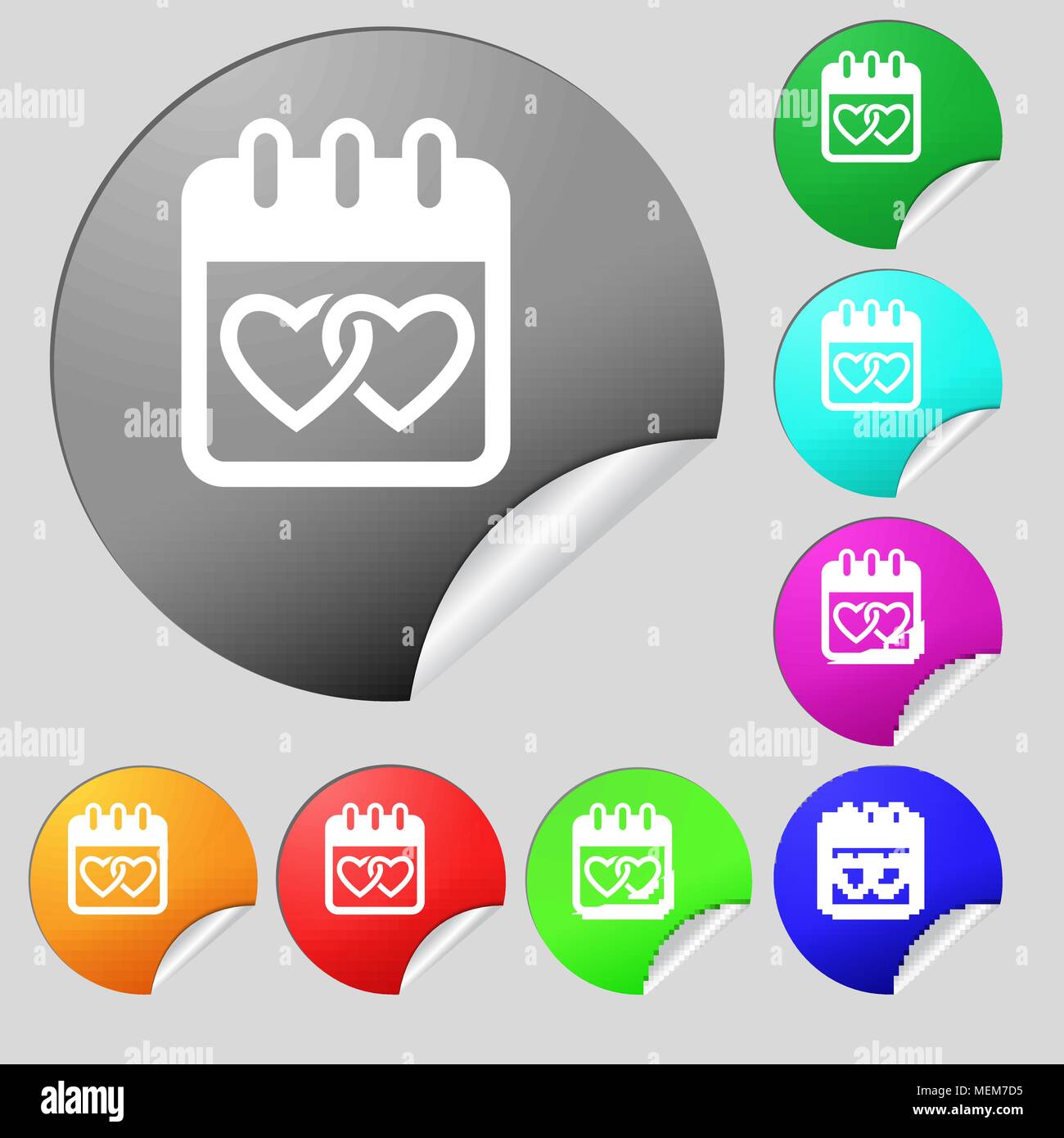 Calendar, heart, Valentines day, February 14, Love icon sign. Set of ...