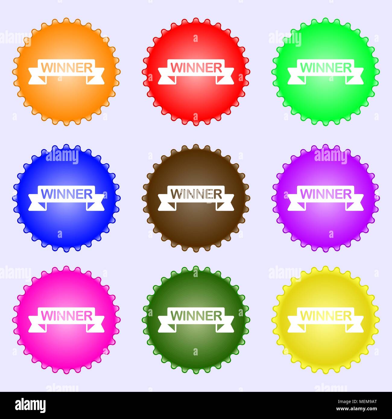 Winner icon sign. Big set of colorful, diverse, high-quality buttons ...