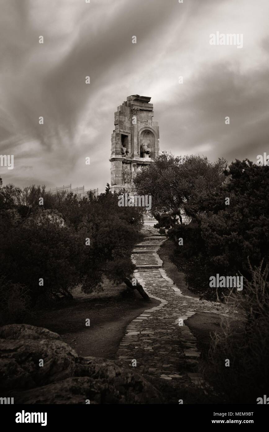 Philopappos Monument at sunrise with cloud, Athens, Greece Stock Photo ...