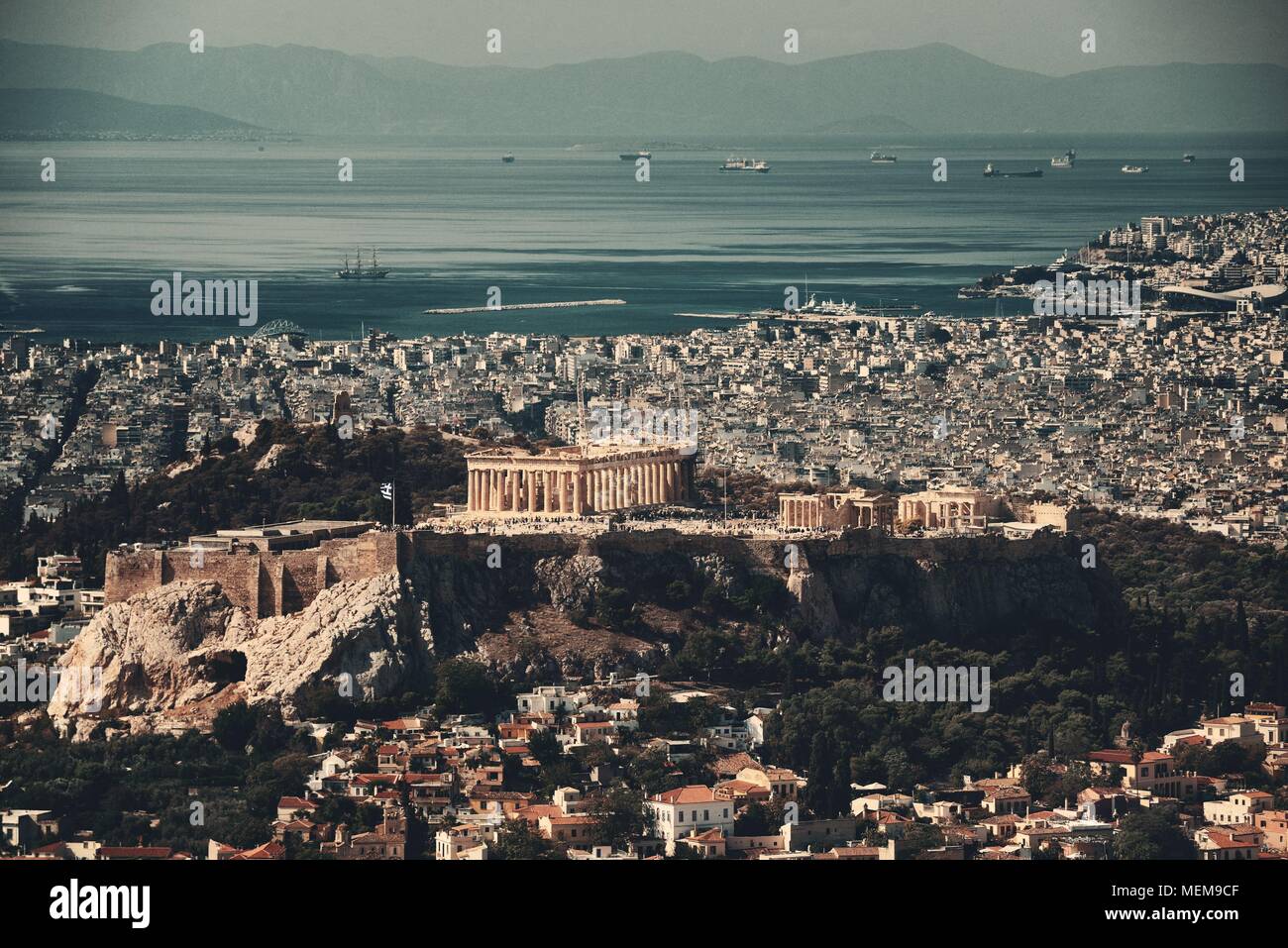 Athens cityscape with Acropolis viewed from above, Greece Stock Photo ...