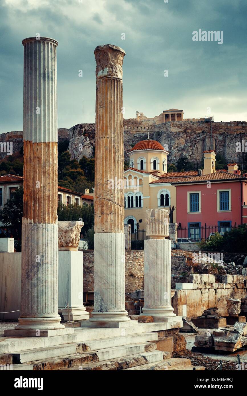 Historical Ruins at Ancient Roman Forum in Athens, Greece Stock Photo ...