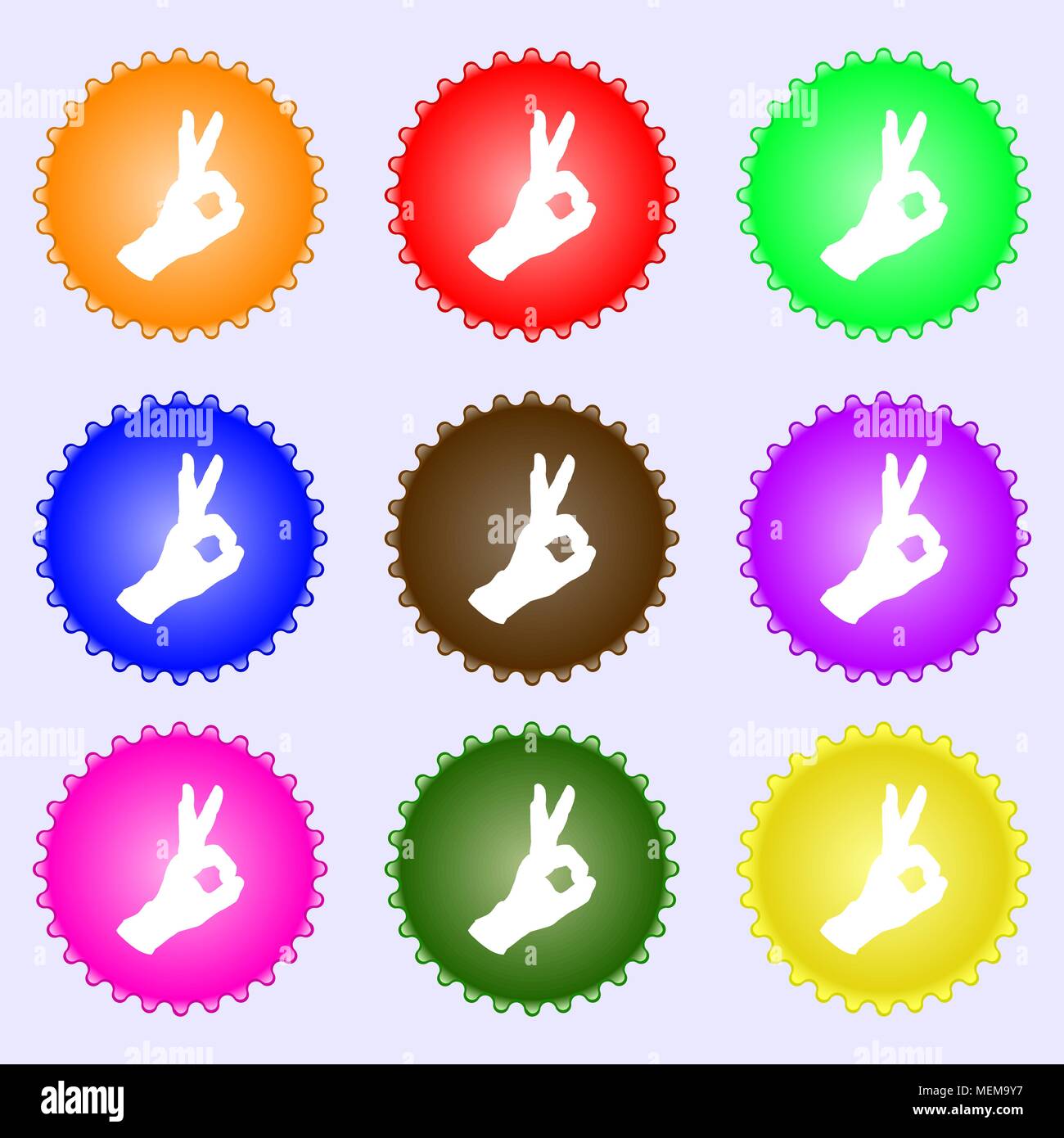 Gesture ok icon sign. Big set of colorful, diverse, high-quality ...