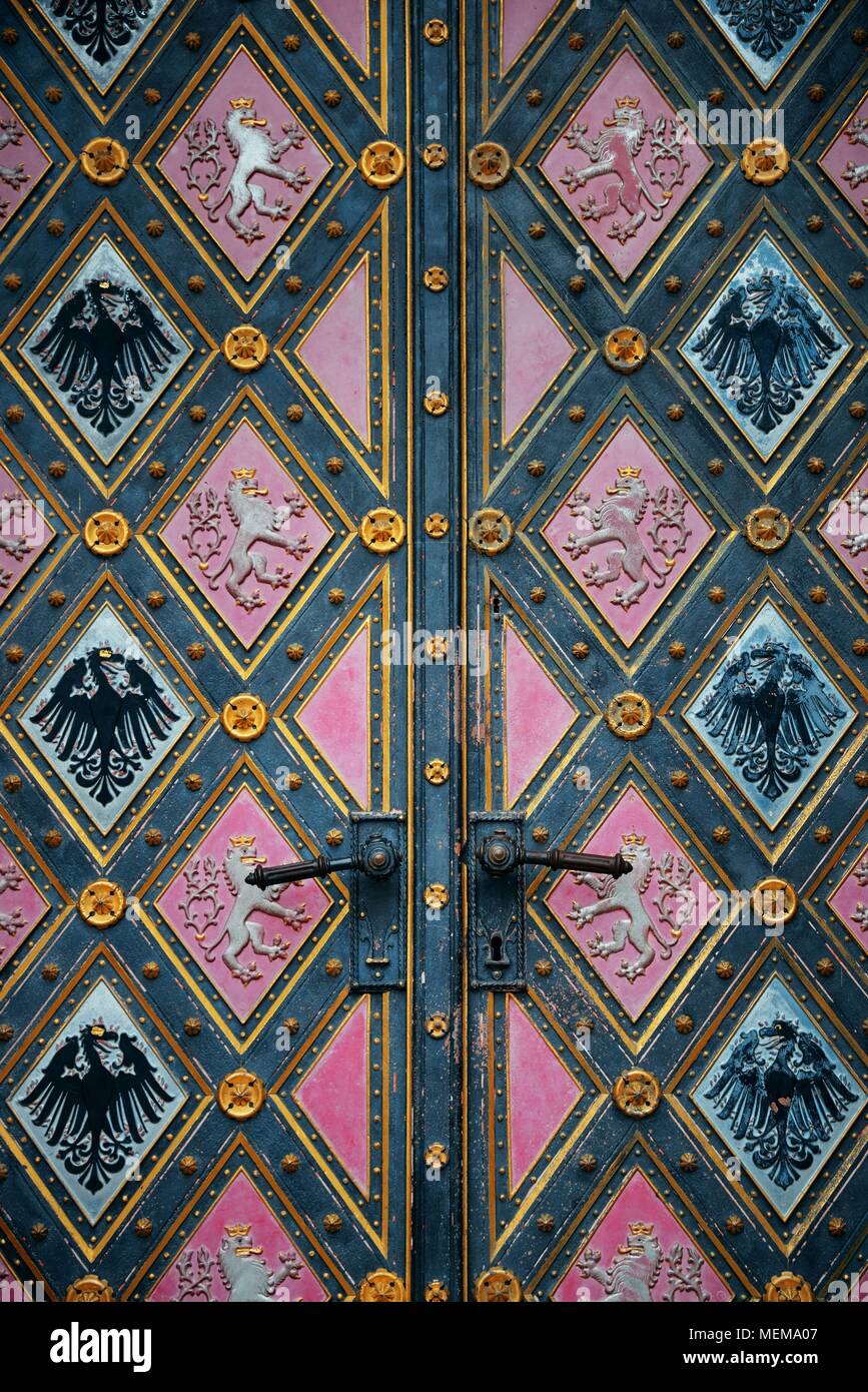 Wood door abstract patterns in Prague Czech Republic Stock Photo - Alamy