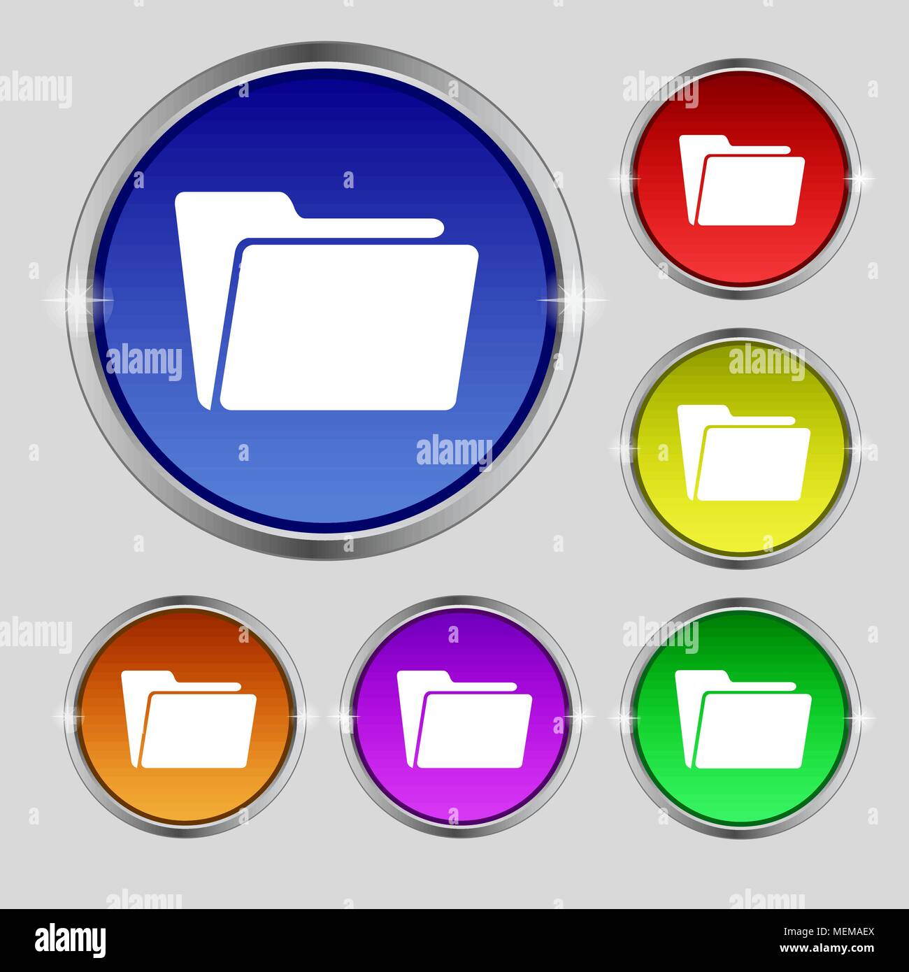 Folder icon sign. Round symbol on bright colourful buttons. Vector ...