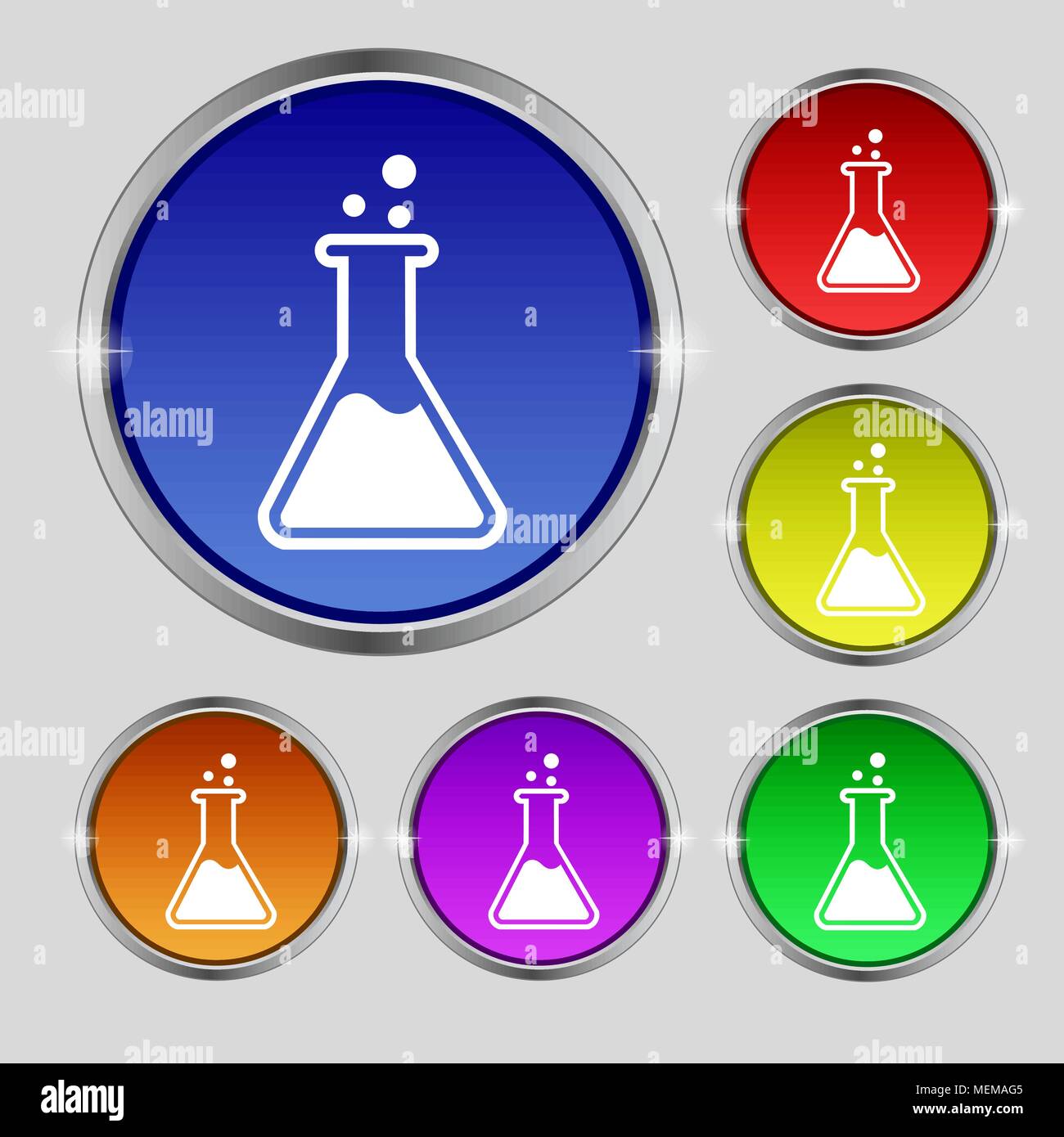 Flask icon sign. Round symbol on bright colourful buttons. Vector illustration Stock Vector ...