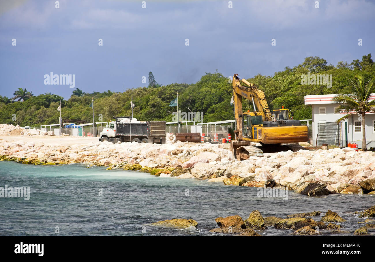 Heavy Construction at the Seawall in Curacao Stock Photo - Alamy
