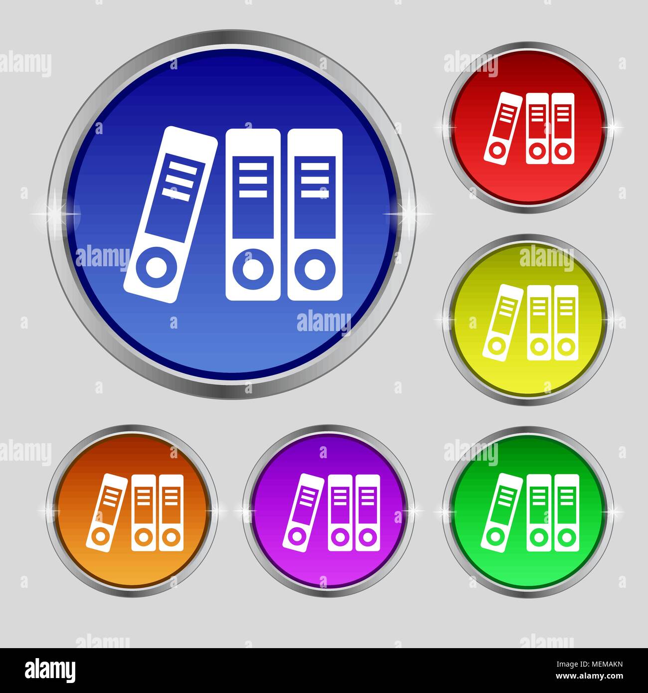 binders icon sign. Round symbol on bright colourful buttons. Vector ...
