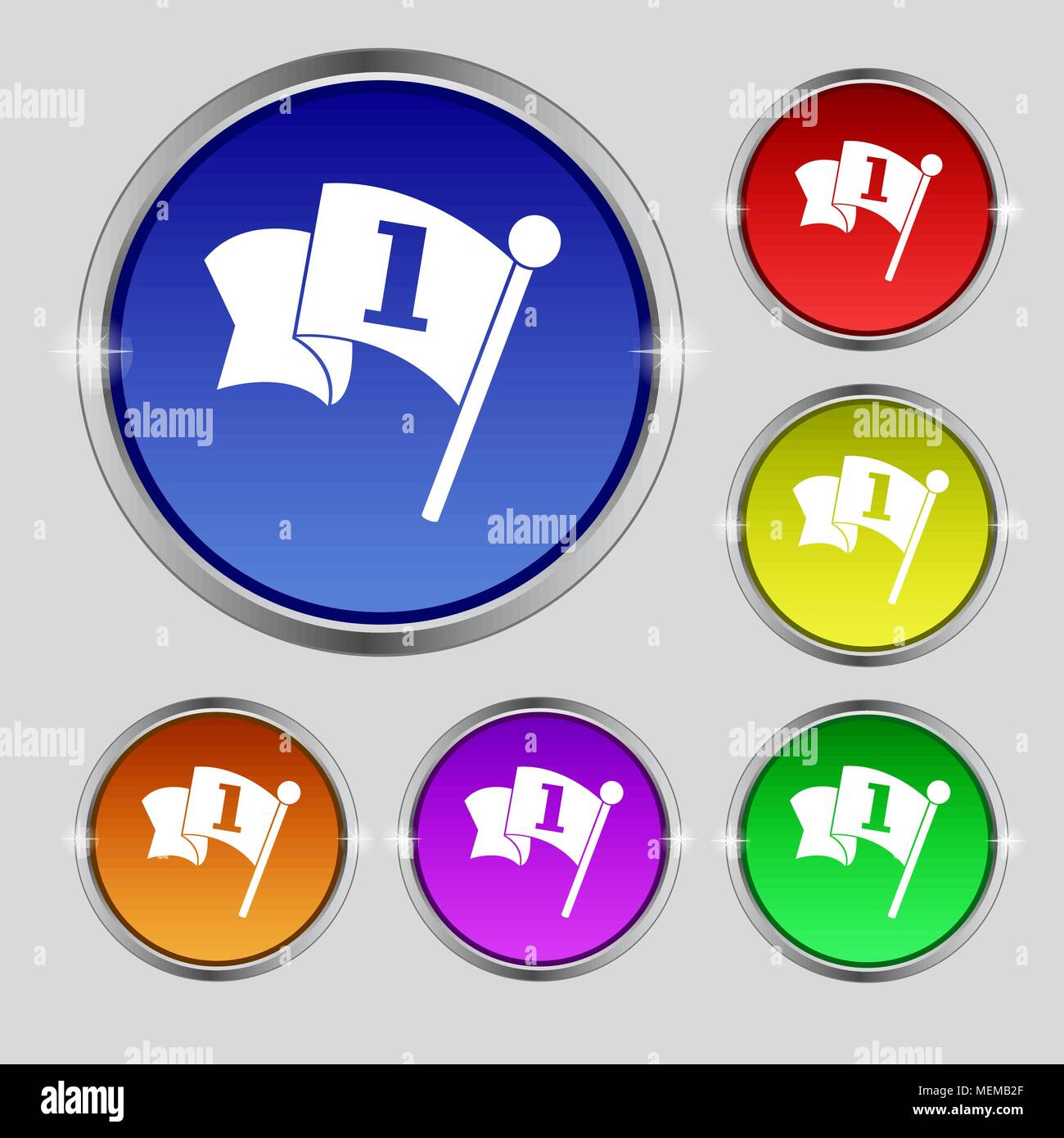 Flag icon sign. Round symbol on bright colourful buttons. Vector ...