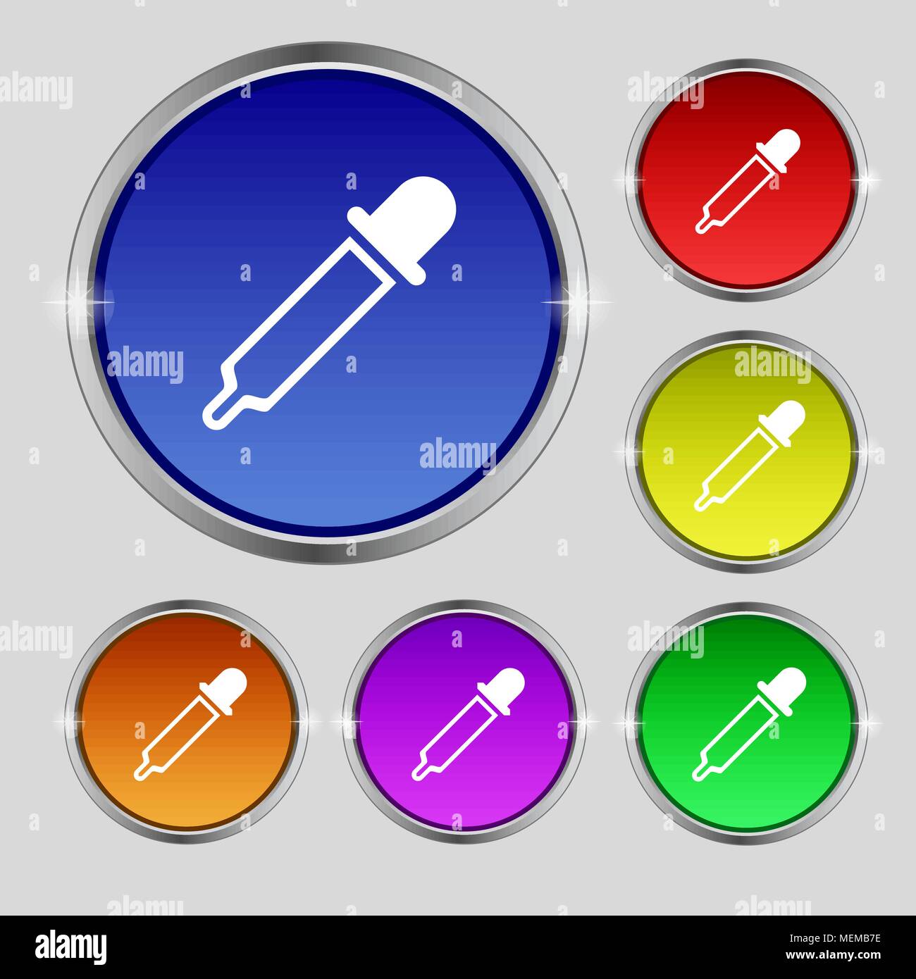 Pipette icon sign. Round symbol on bright colourful buttons. Vector ...