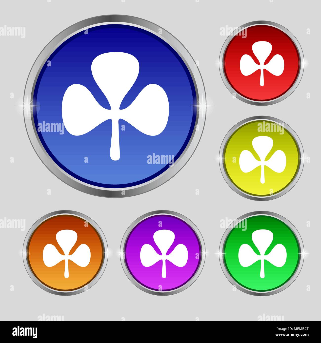 Clover icon sign. Round symbol on bright colourful buttons. Vector ...