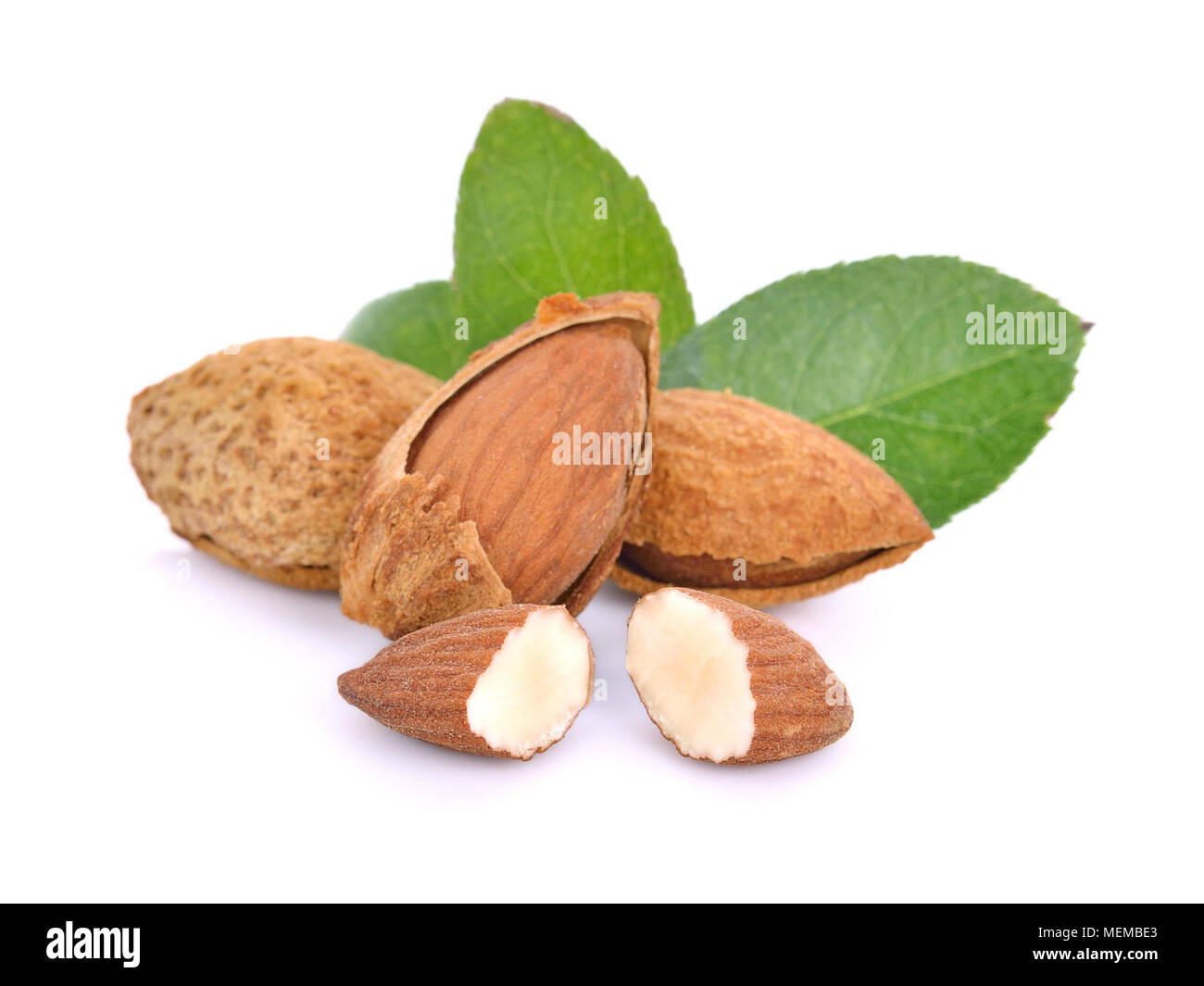 almond nuts isolated on white background Stock Photo - Alamy