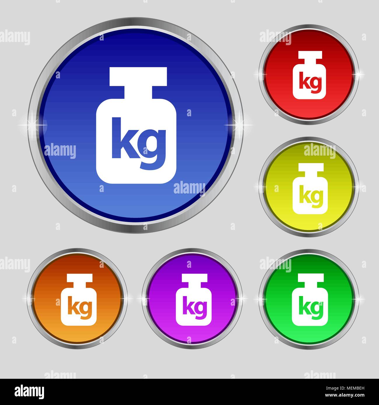 Weight icon sign. Round symbol on bright colourful buttons. Vector ...