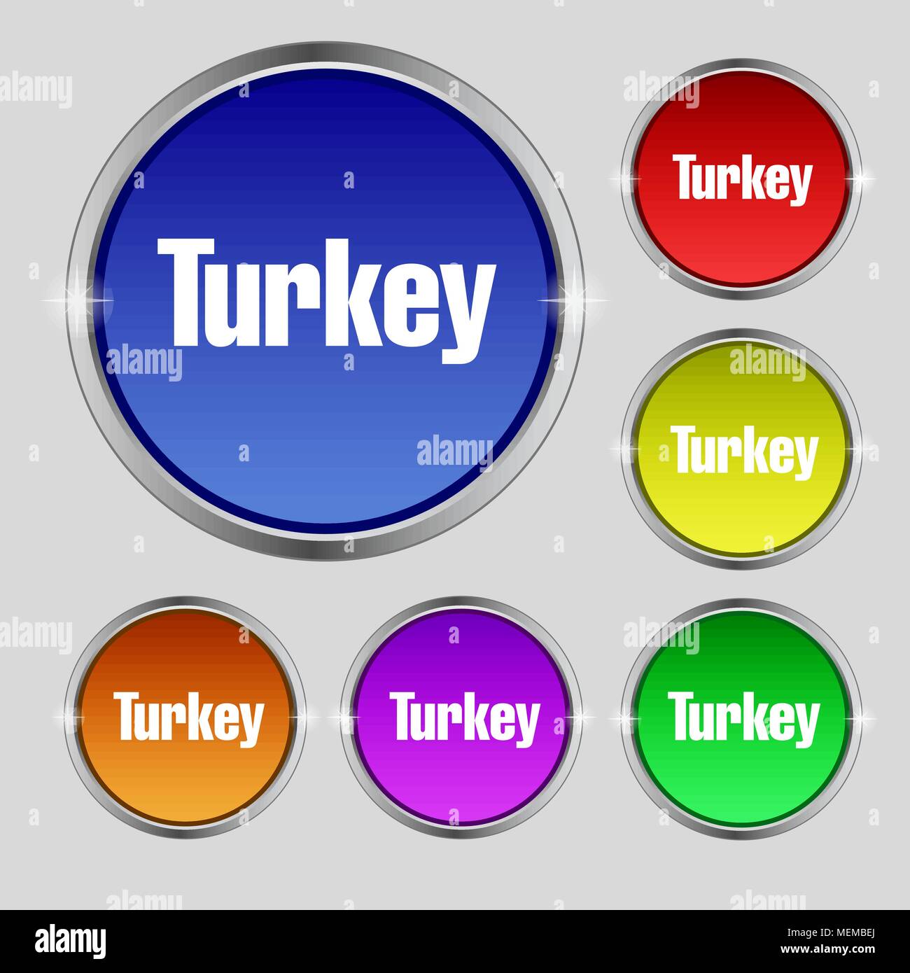 Turkey icon sign. Round symbol on bright colourful buttons. Vector ...