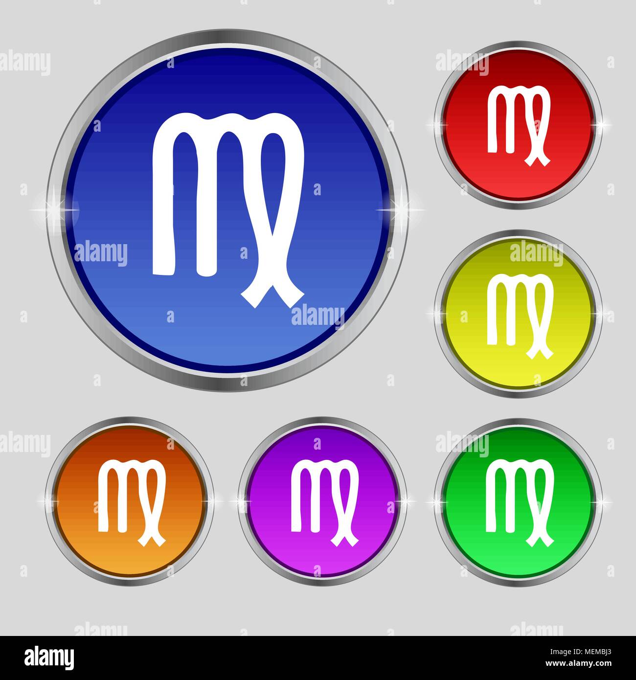 Virgo icon sign. Round symbol on bright colourful buttons. Vector ...
